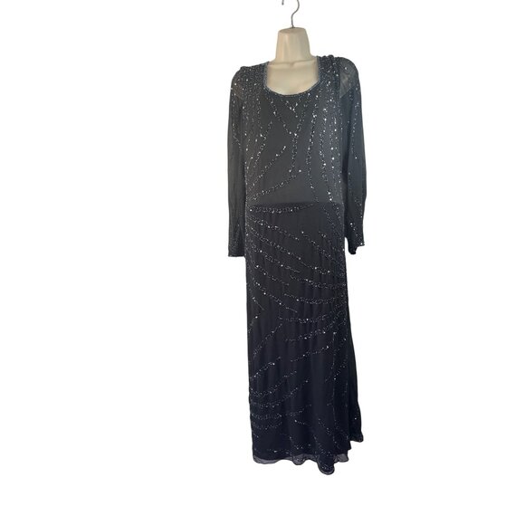 Ashro | Dresses | Vintage Black Sequin Long Sleeve Evening Gown | Poshmark